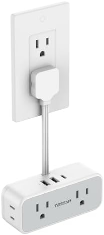 Multi Plug Wall Outlet Extender, TESSAN Short Extension Cord 6 inch, F ...