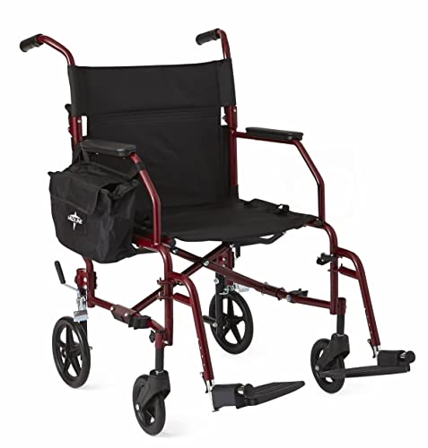 Medline Lightweight Steel Transport Chair, Folding Chair is Portable ...