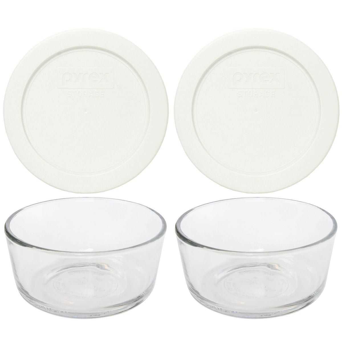 Pyrex 7200 2-Cup Glass Bowl & 7200-PC White Food Storage Replacement L ...