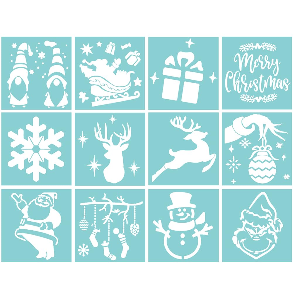 Small Christmas Silk Screen Stencils for Crafts, Art (11x8.5 Inches ...