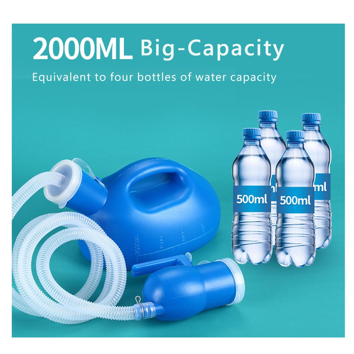 Male Urinal Bottle 68 OZ Portable Urinals for Men 59" Long Hose with L ...