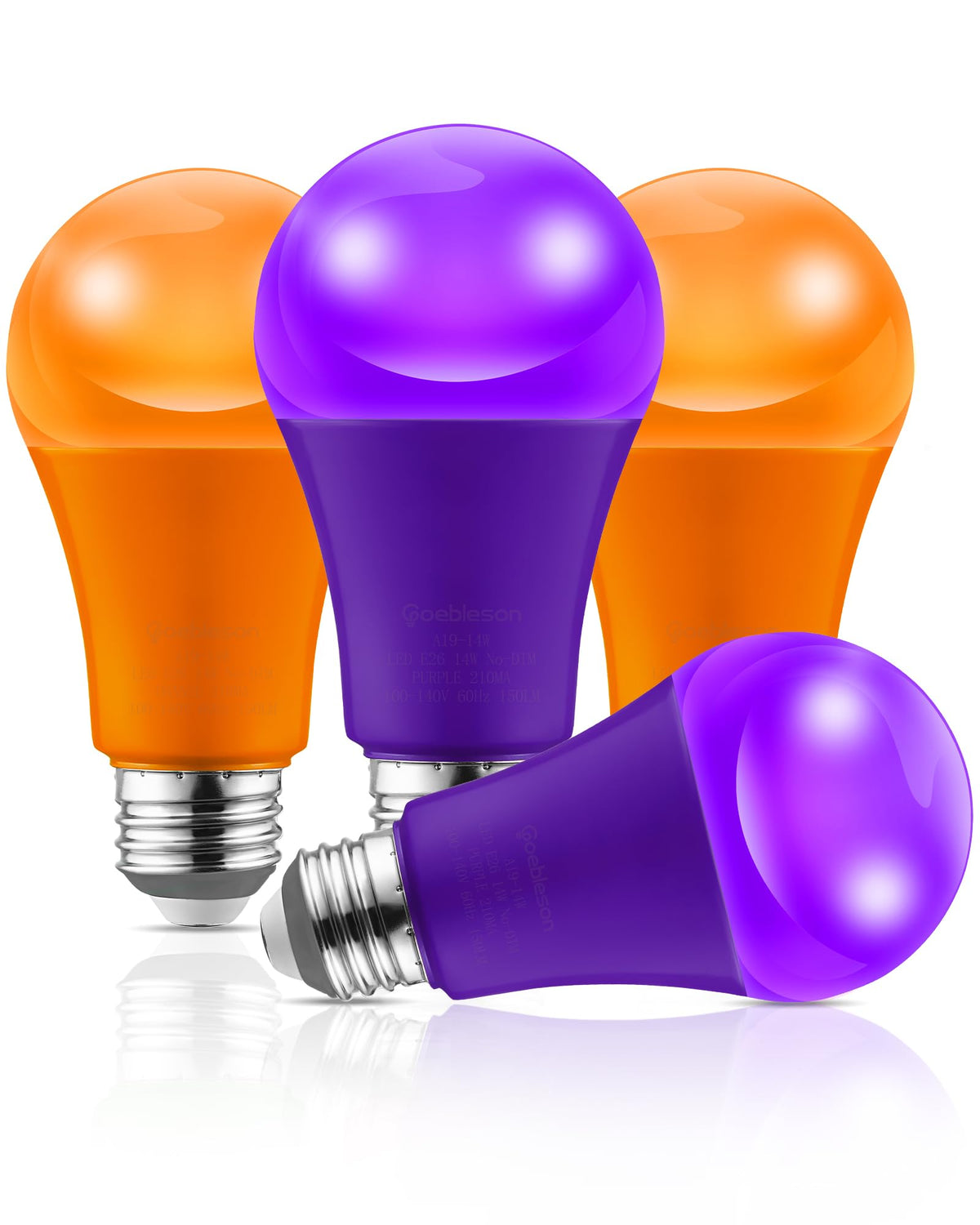 GOEBLESON Purple and Orange Light Bulbs, 100W Equivalent A19 LED Light ...