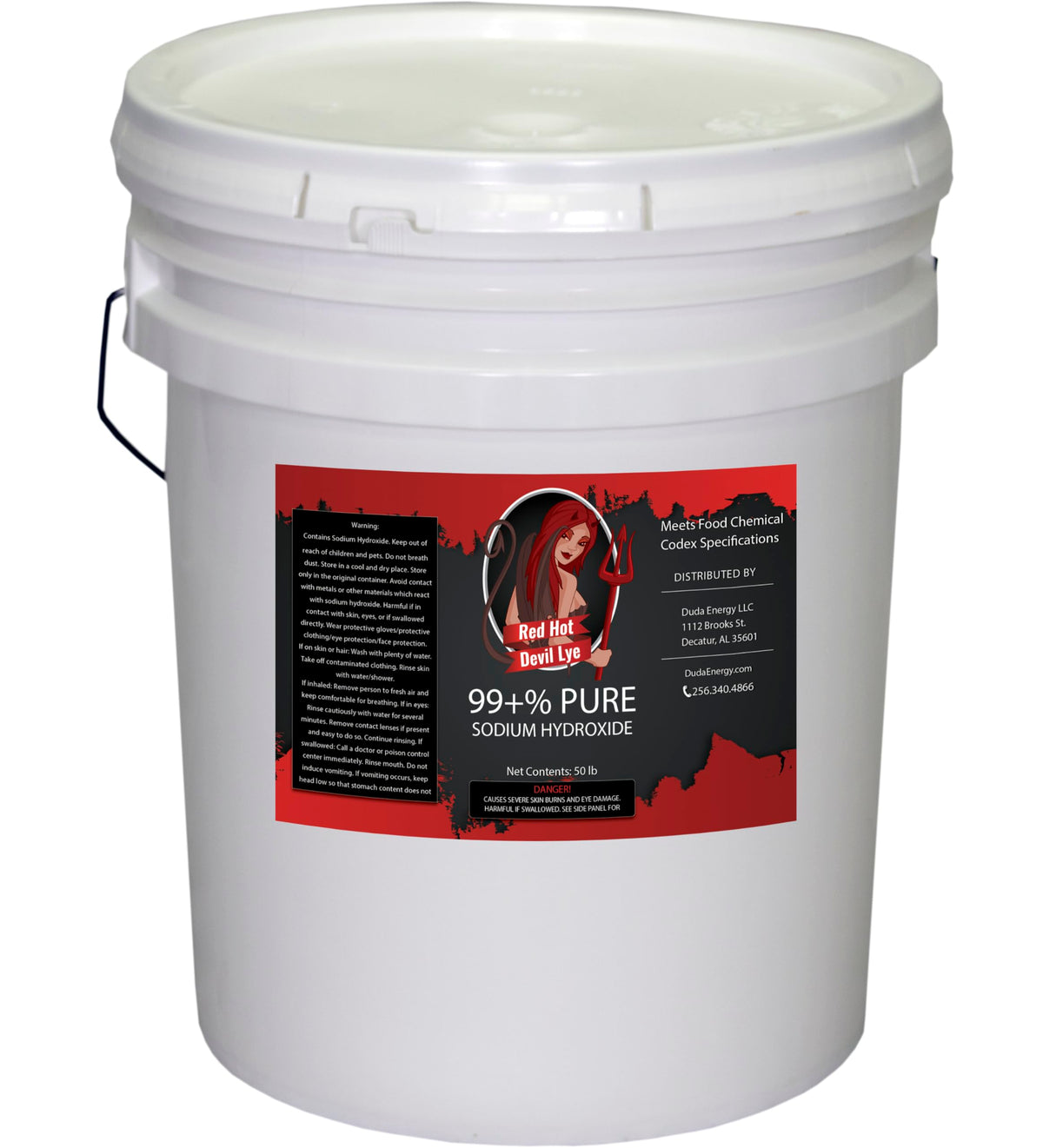 50 lb Pail Red Hot Devil Lye Sodium Hydroxide, Import Material, High G ...