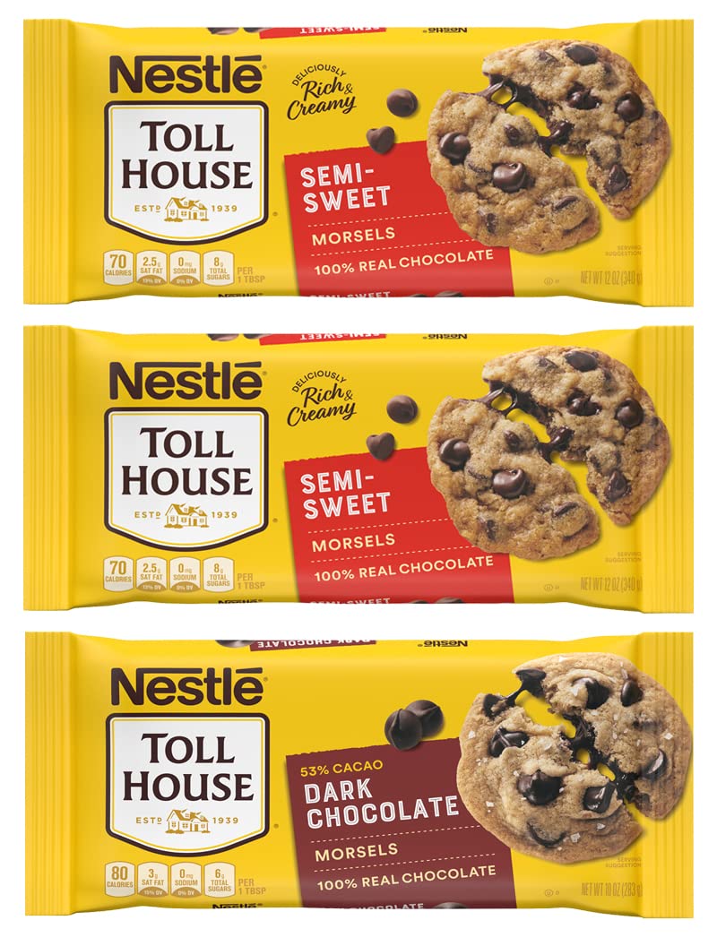 Nestlé Toll House Chocolate Chips, Pack of 3 – Includes Two, 12 oz. Ba ...