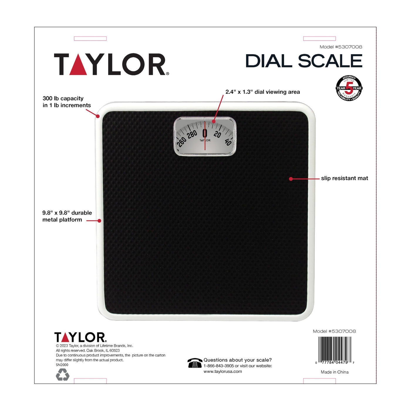 Taylor Analog Scale, Dial Scale for Body Weight, Mechanical Bathroom S ...