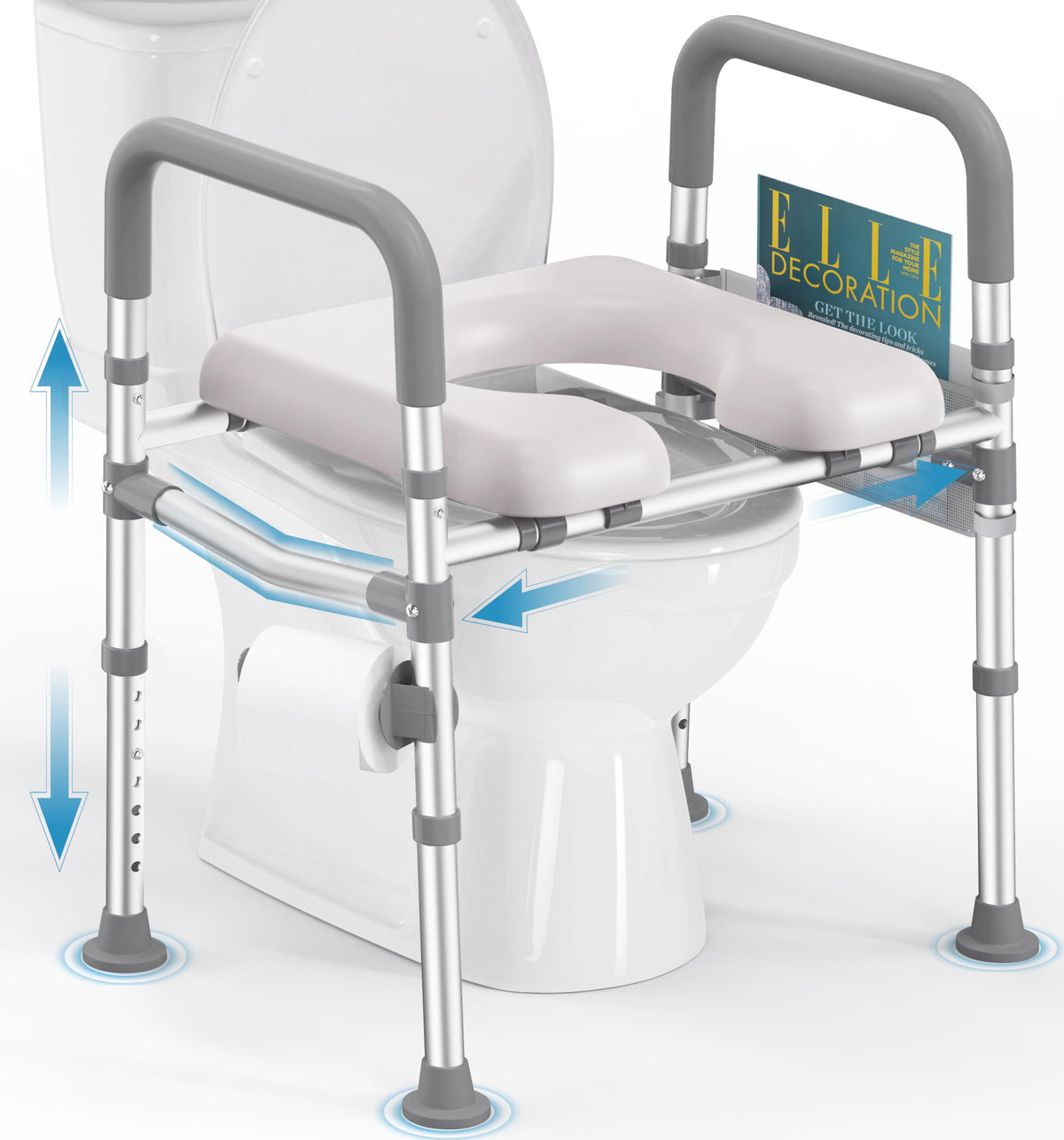 HOMLAND Toilet Seat Risers for Seniors, 400 LBS Raised Toilet Seat, FS ...