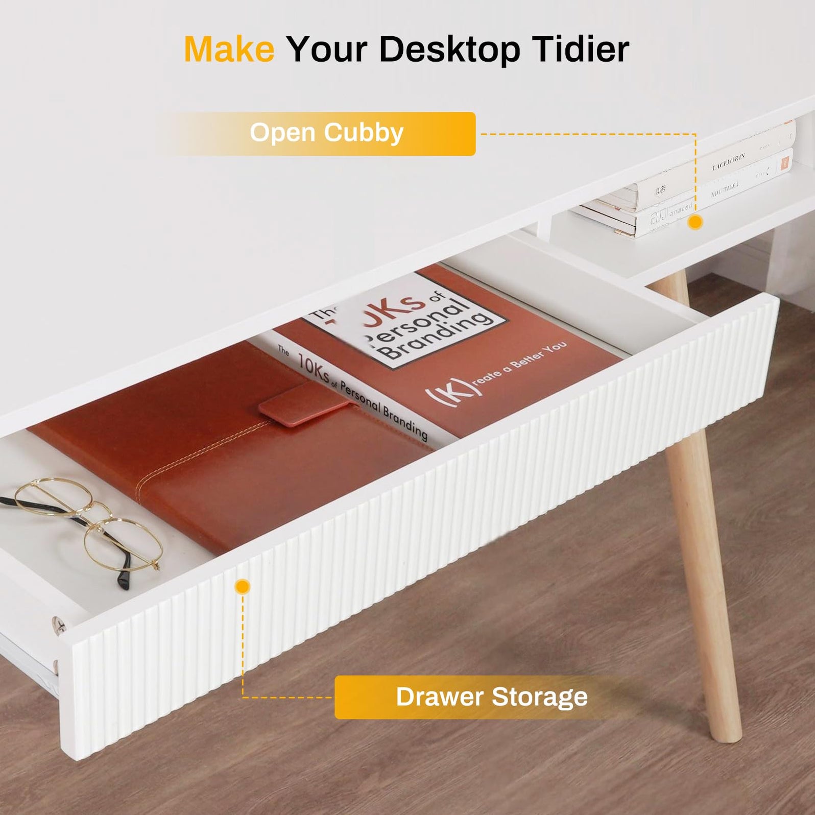 Artswish 42" Wood Modern Office Desk with Drawer, Simple Writing Desk ...
