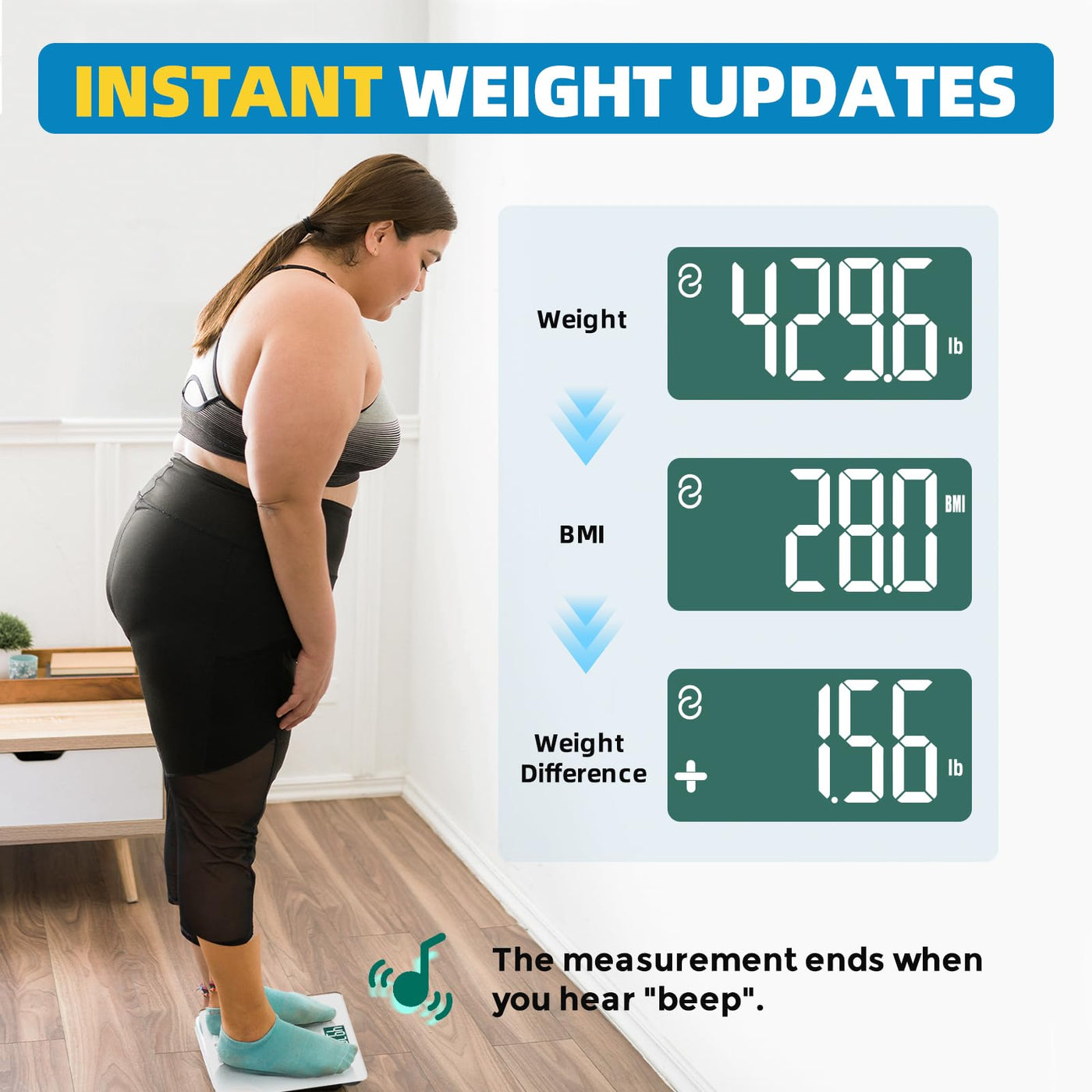 LEPULSE 550lb Bathroom Digital Scale for Body Weight BMI, Extra Wide P ...