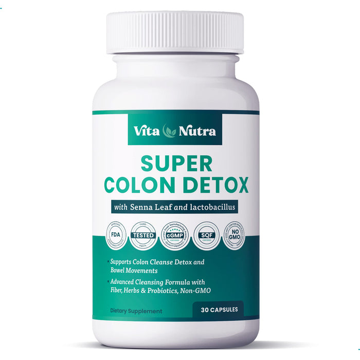 Vita Nutra Super Colon Detox Stool Softener & Cleanse | Smooth, Gentle ...