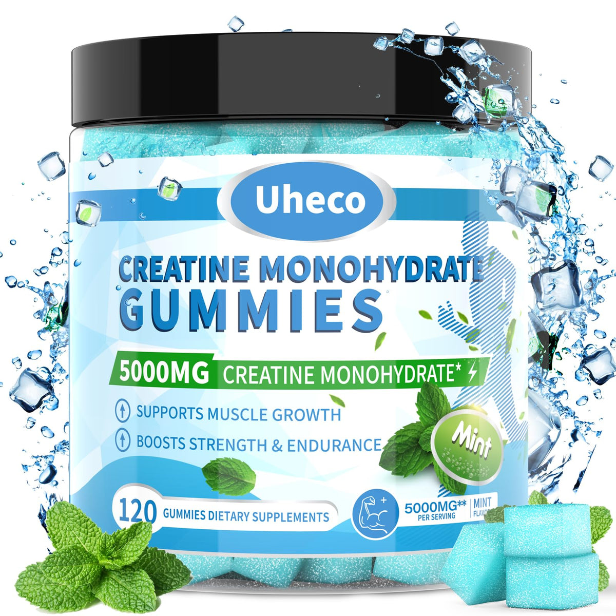 Uheco Mint Flavor Creatine Monohydrate Gummies for Men & Women,Contain ...